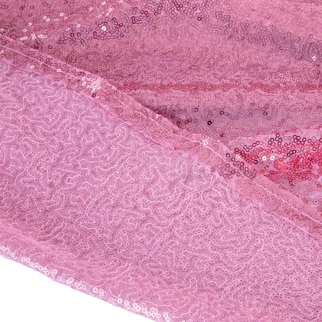 Glitz Sequin Mesh Net Tablecloth 90"x156" Rectangular - Pink– CV Linens
