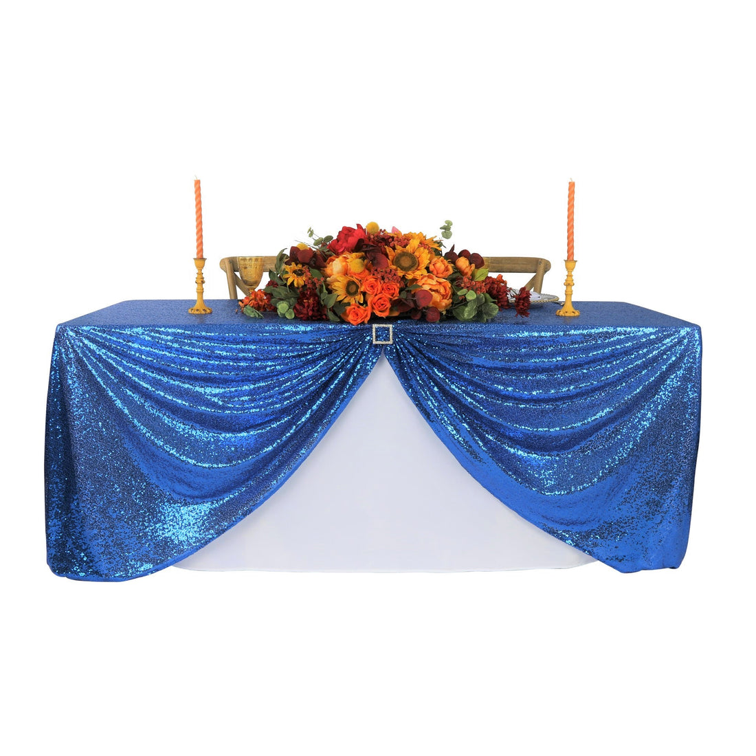 Glitz Sequin Mesh Net Tablecloth 90"x156" Rectangular - Royal Blue - CV ...