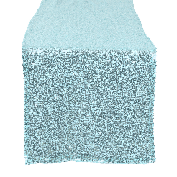 Glitz Sequin Mesh Net Table Runner 12"x108" - Baby Blue - CV Linens