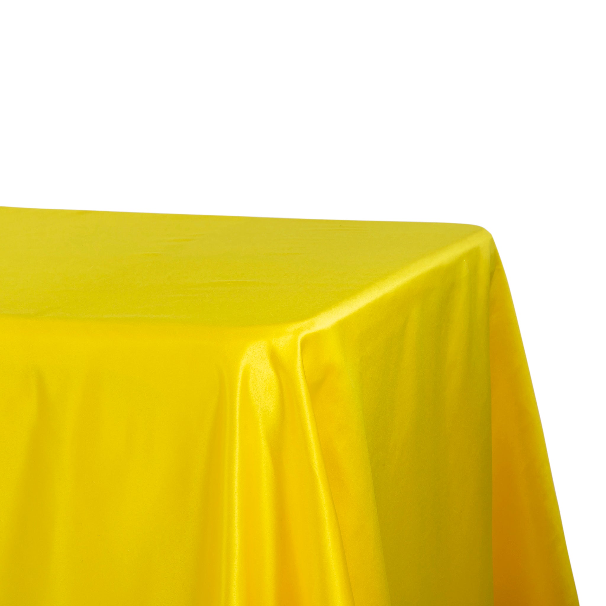Lamour Satin 90 x 132 inch Rectangular Tablecloth Canary Yellow at CV ...