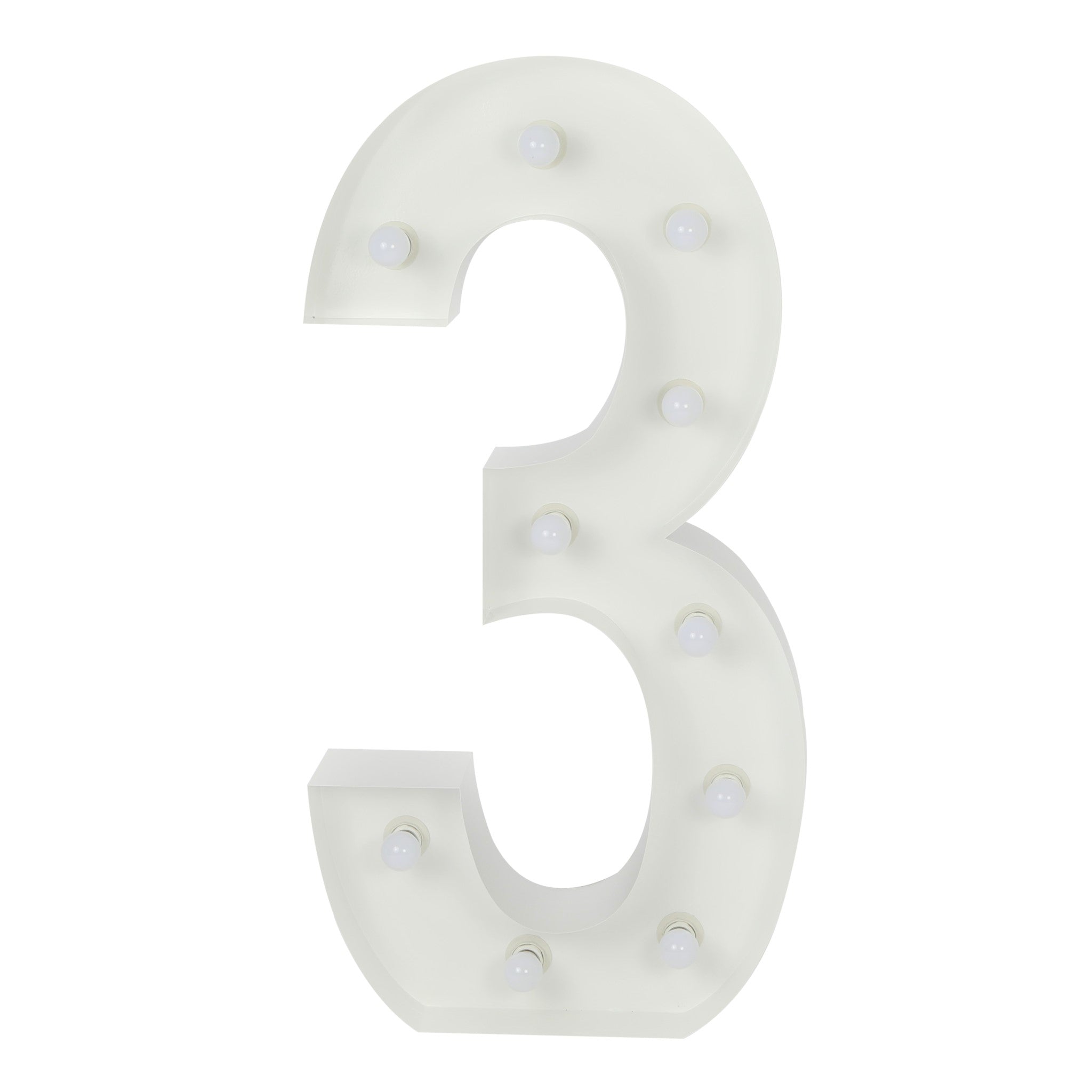 Large 4ft Tall LED Marquee Number - 3– CV Linens