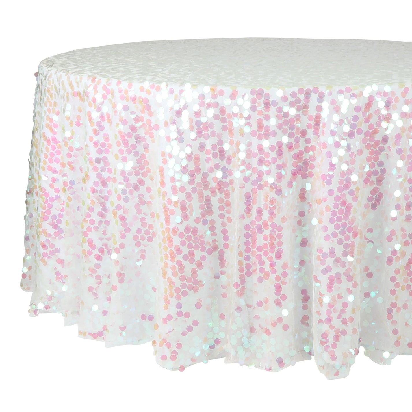 Large Payette Sequin Round 120" Tablecloth - Iridescent Pink - CV Linens™