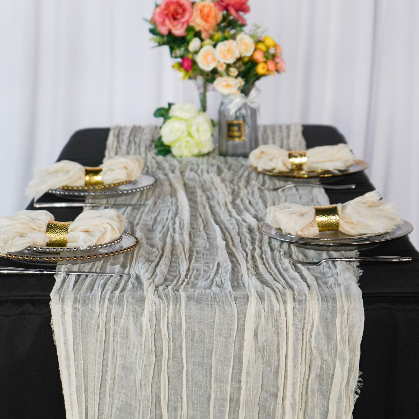 Premium Cheesecloth Table Runner 16FT x 25" - Ivory– CV Linens