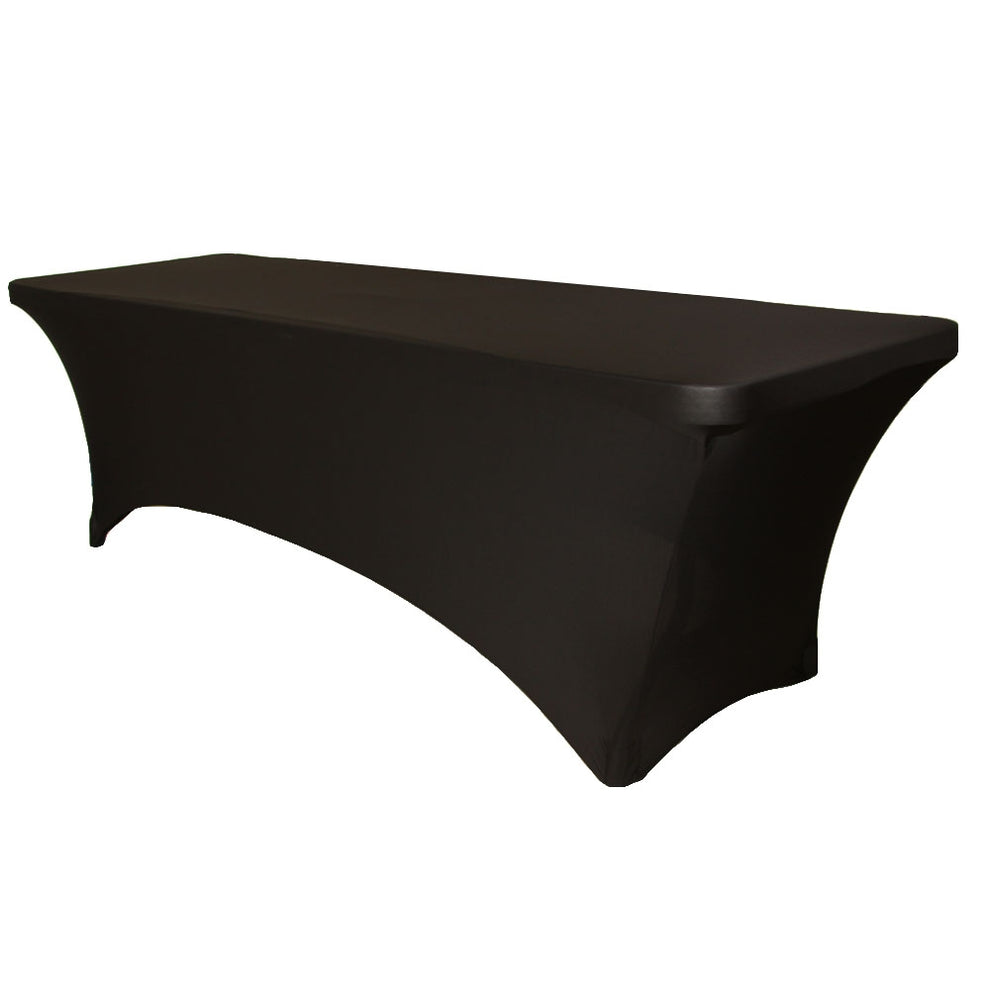 Rectangular 8 FT Spandex Table Cover - Black - CV Linens™