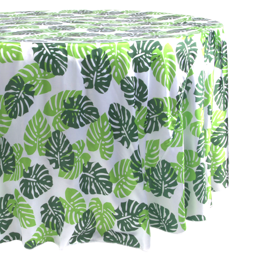 Satin 120" Round Tablecloth - Tropical Palm Leaf - CV Linens™