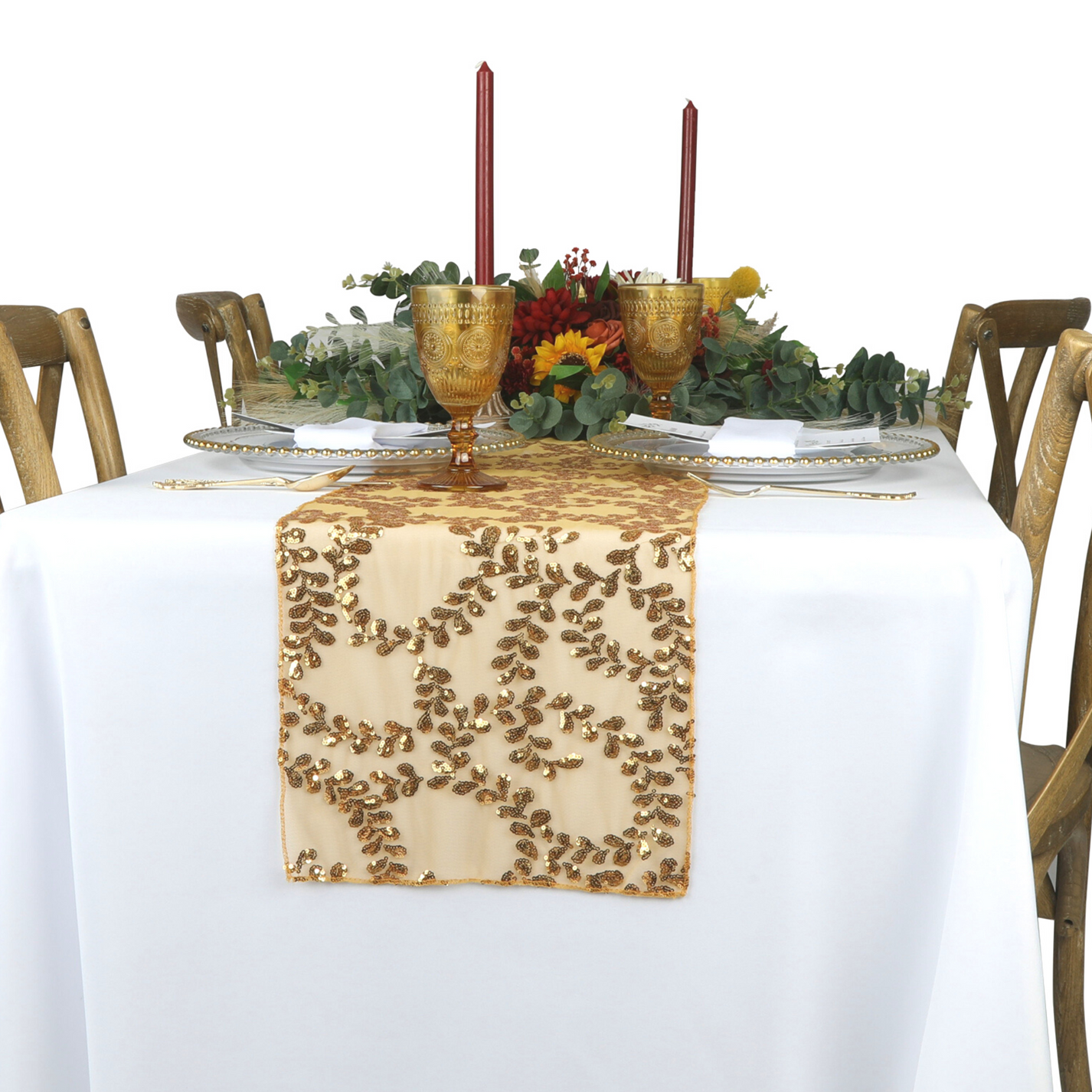 Sequin Vine Table Runner - Gold– CV Linens