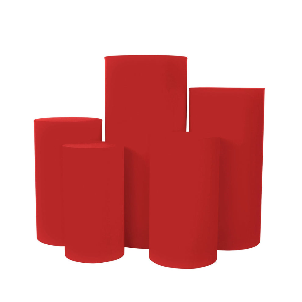Red Spandex Pillar Covers for Metal Cylinder Pedestal Stands 5 pcs/set ...