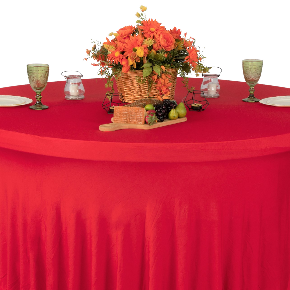 Wavy Spandex Table Cover 5ft Round - Red - CV Linens™