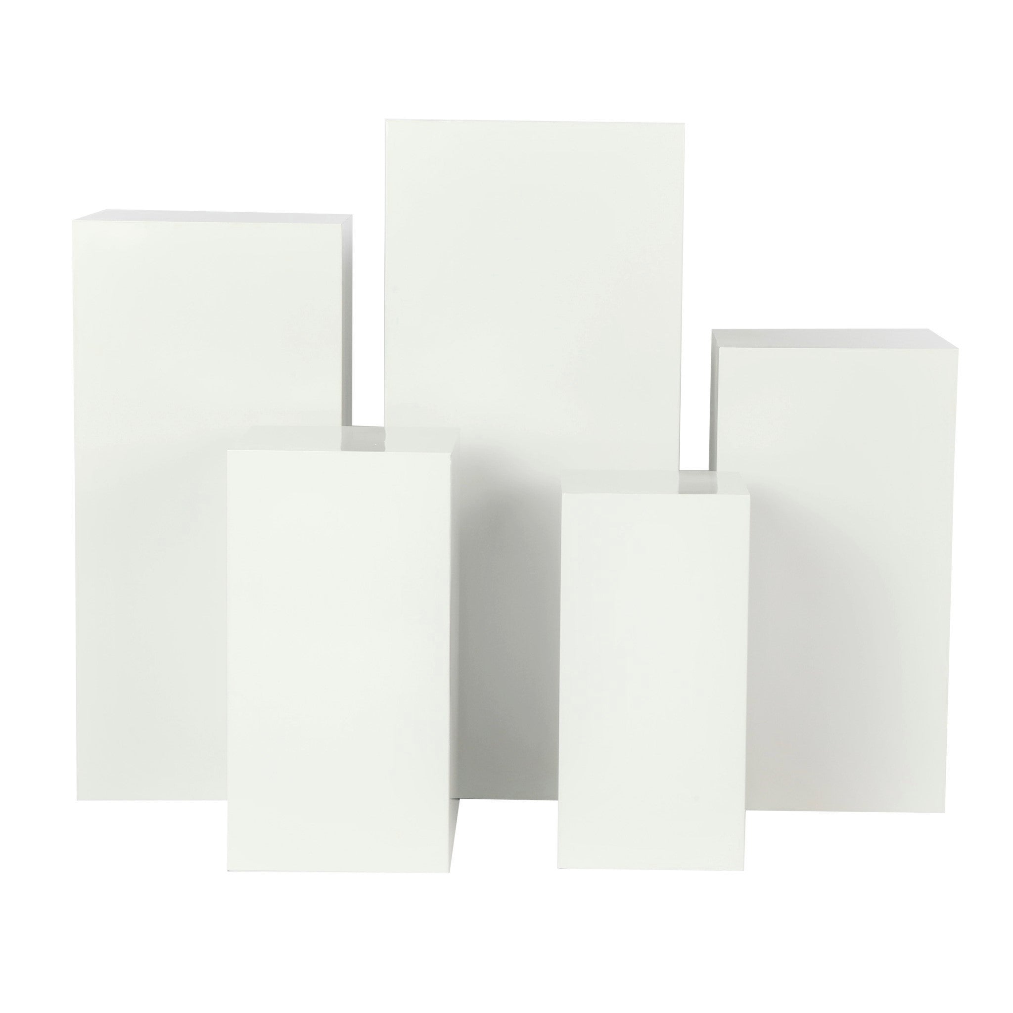 Square Metal Pillar Pedestal Display Stands 5 pcs/set - White– CV Linens
