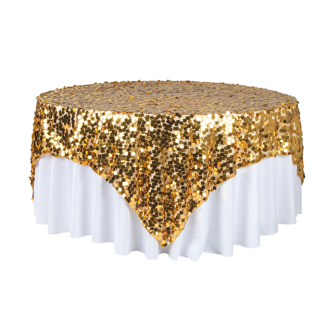 Square Payette Sequin Table Overlay Topper 90"x90" Square - Gold - CV ...