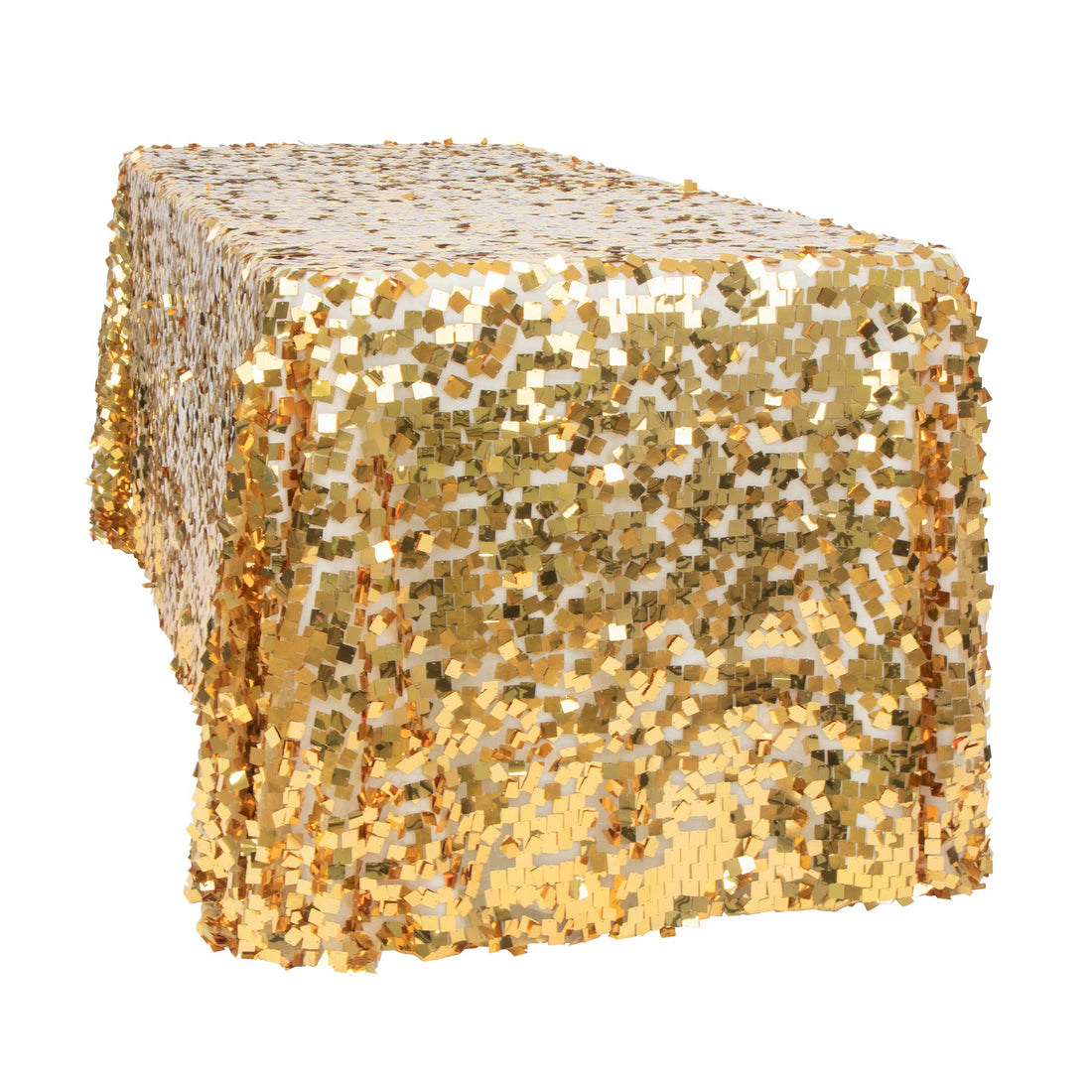 Square Payette Sequin Tablecloth 90"x156" Rectangular - Gold - CV Linens™