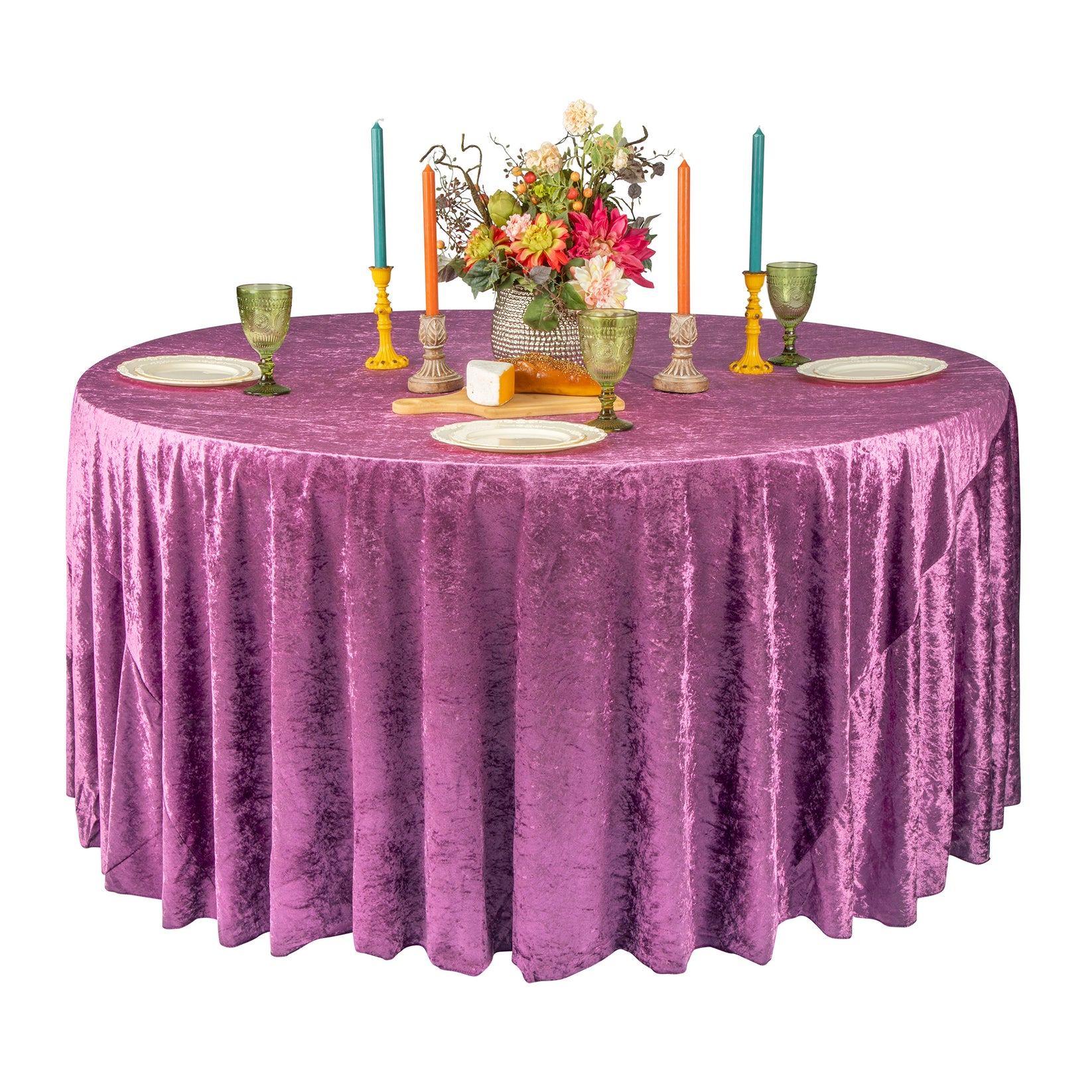 Velvet 132" Round Tablecloth - Violet - CV Linens™