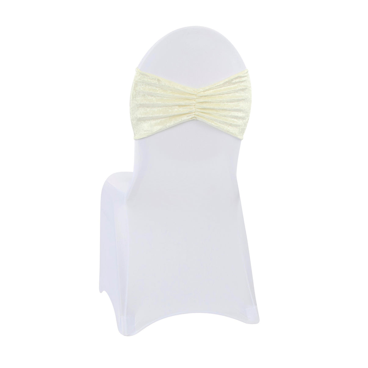 Velvet Ruffle Stretch Chair Band - Ivory - CV Linens™