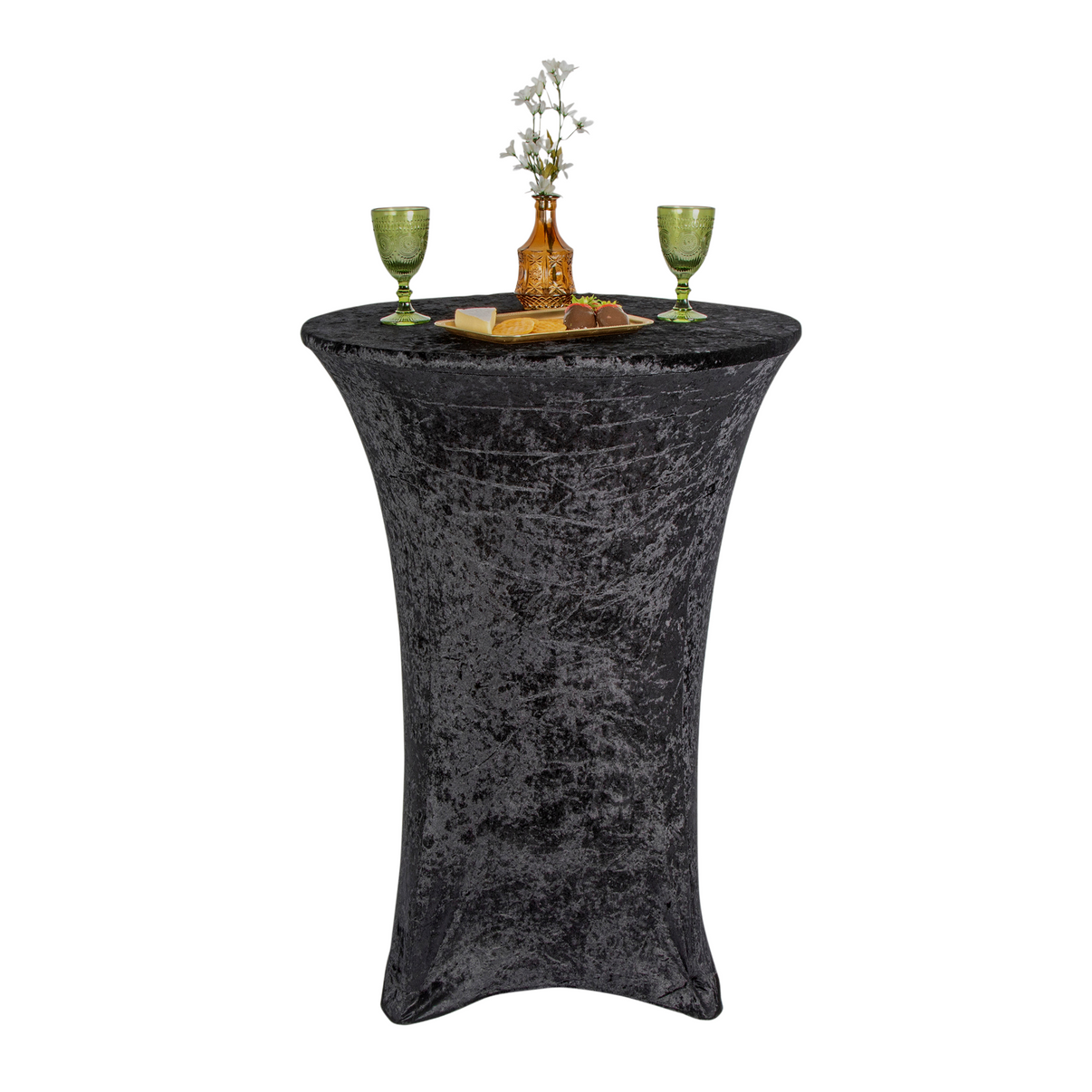 Velvet Spandex Cocktail Table Cover 32" Round - Black– CV Linens
