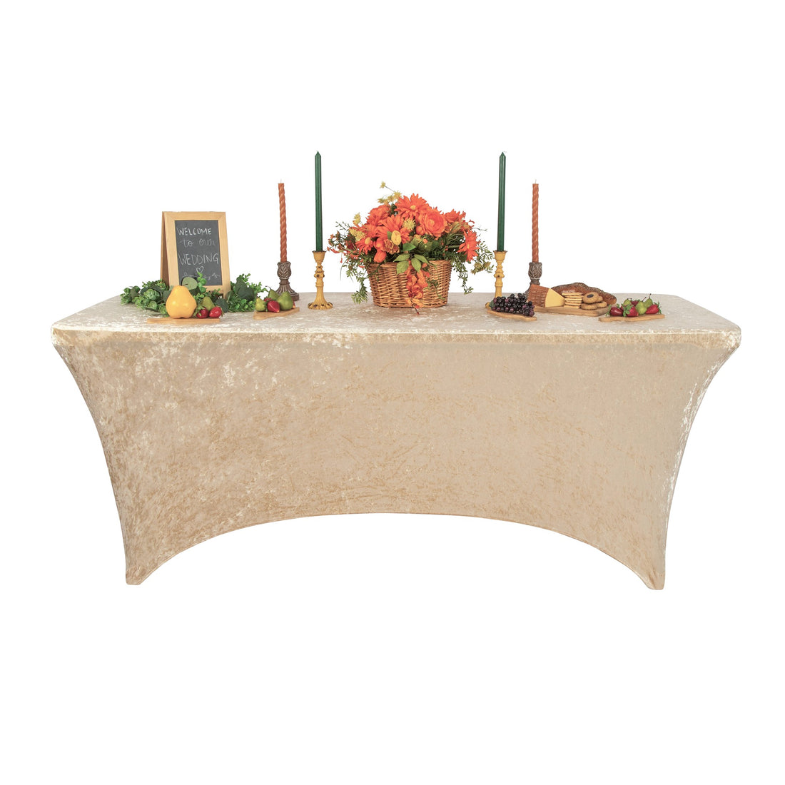 Velvet Spandex Table Cover 6ft Rectangle - Champagne– CV Linens