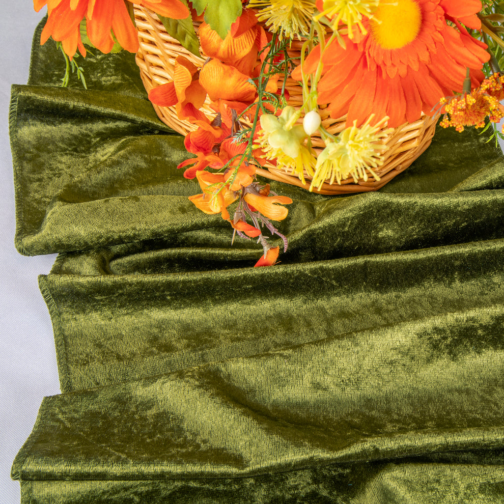 Velvet Table Runners Olive Green - CV Linens™