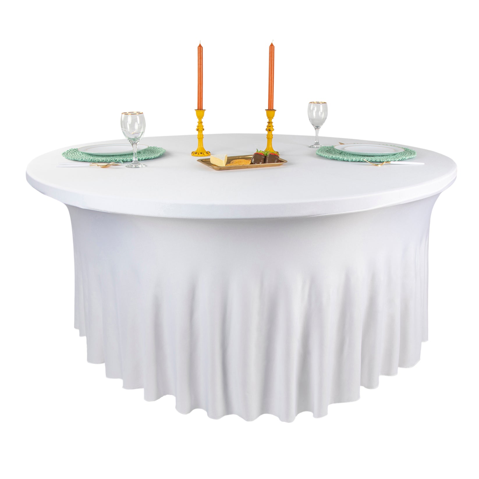Wavy Spandex Table Cover 5ft Round - White - CV Linens™